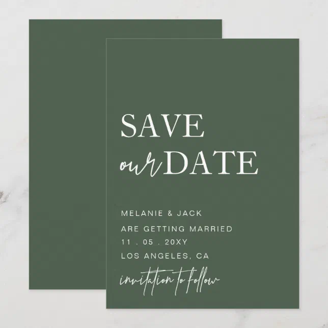 Green Simple Calligraphy Save The Date | Zazzle