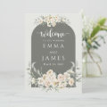 Green simple Flowery Welcome Sign Wedding Invitation | Zazzle