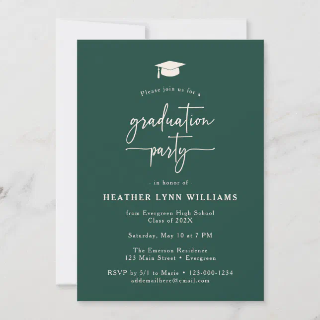 Green Simple Graduation Invitation | Zazzle