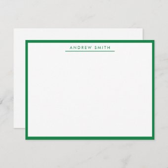 Green Simple Line Modern Stylish Elegant Formal Note Card | Zazzle