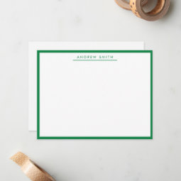 Green Simple Line Modern Stylish Elegant Formal Note Card | Zazzle