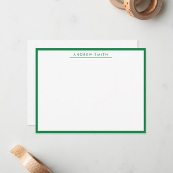 Green Simple Line Modern Stylish Elegant Formal Note Card | Zazzle