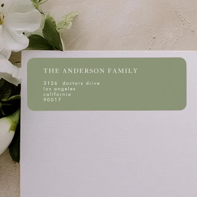 Green Simple Sage White Modern Return Address Label | Zazzle