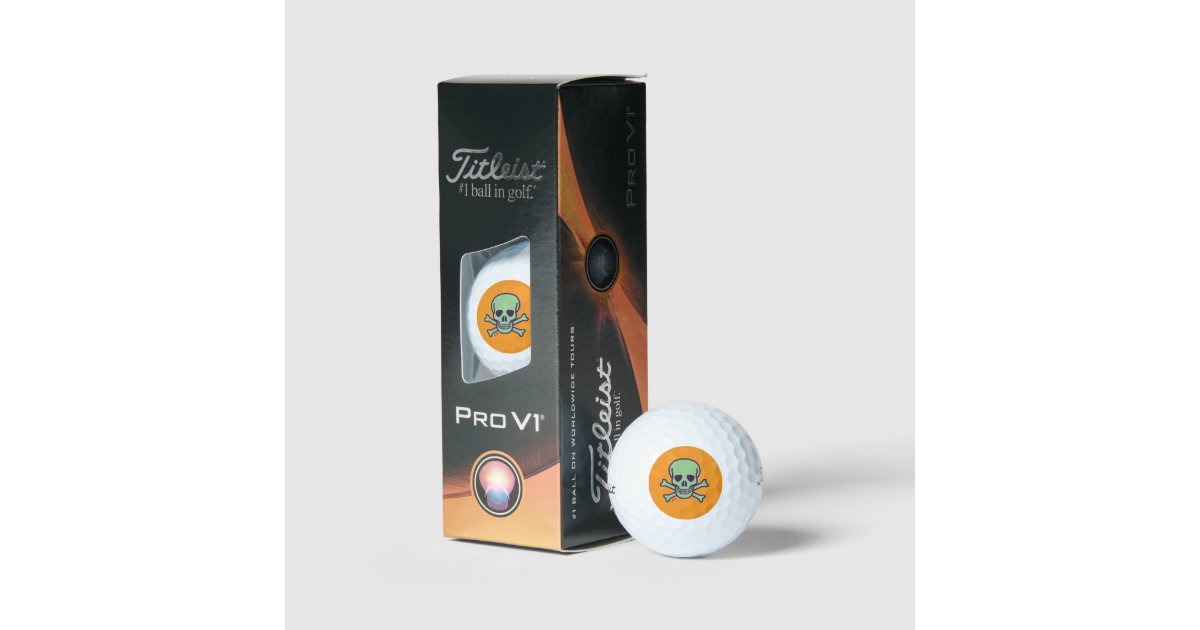 Green Skull orange Titleist Pro golf balls 3 pk | Zazzle