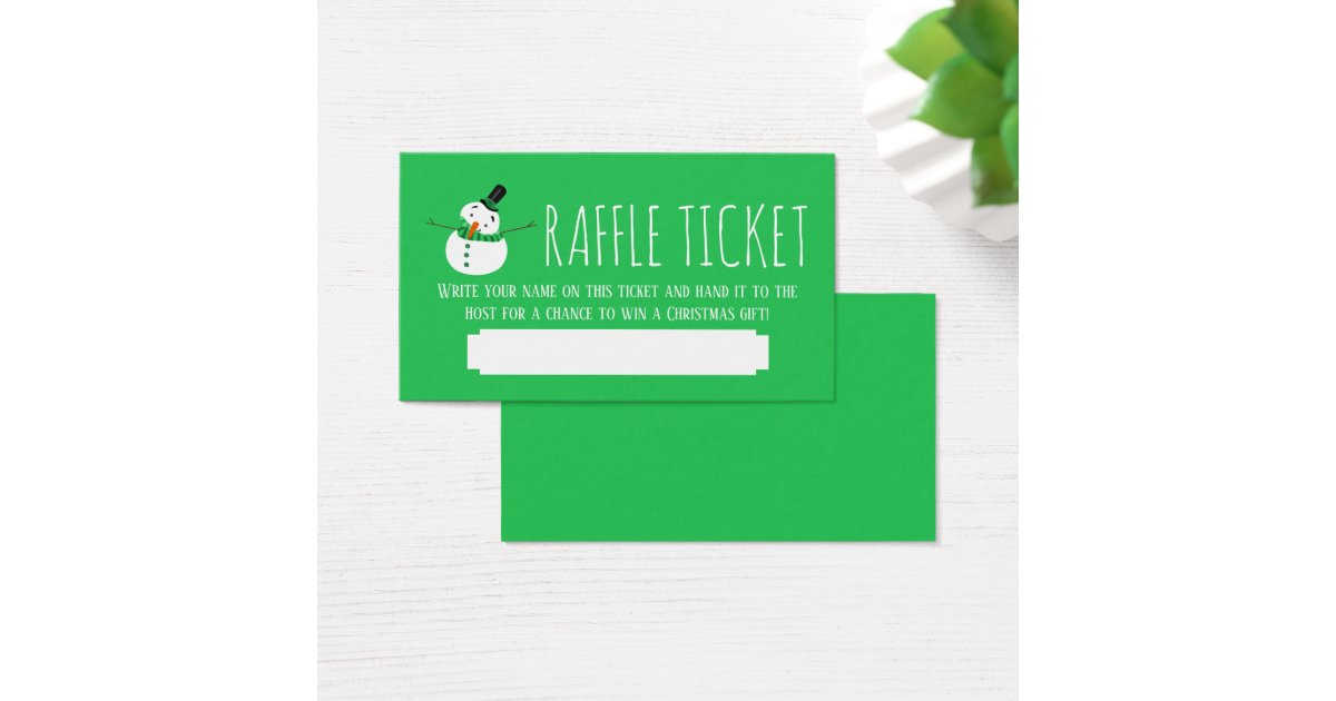 Green Snowman, Christmas Party Raffle Ticket | Zazzle