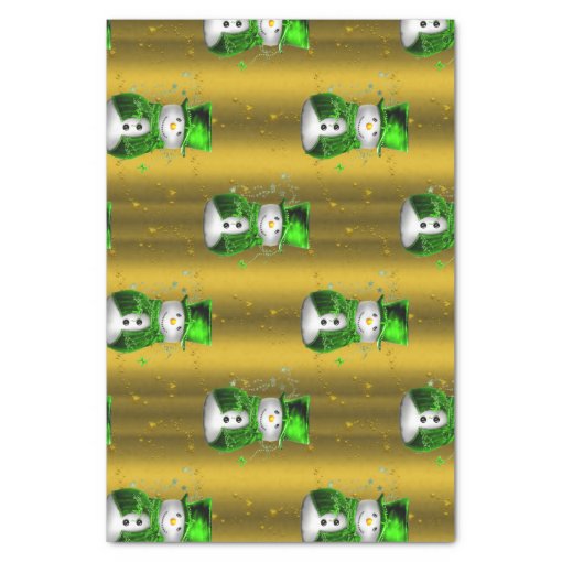 Green Snowman on Gold Christmas Tissue Paper | Zazzle