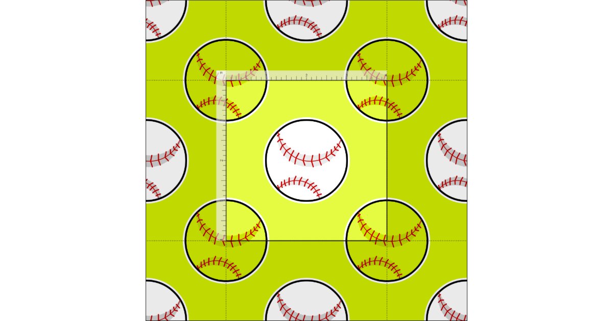 Green Softball Pattern Fabric | Zazzle