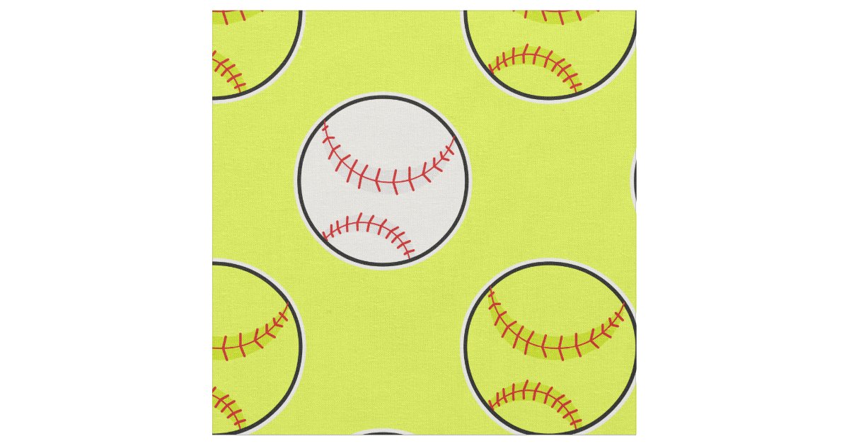 Green Softball Pattern Fabric | Zazzle