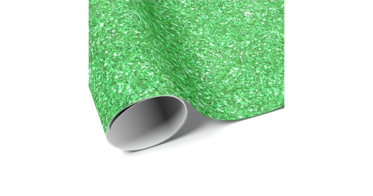 Green sparkling glitter pattern wrapping paper | Zazzle