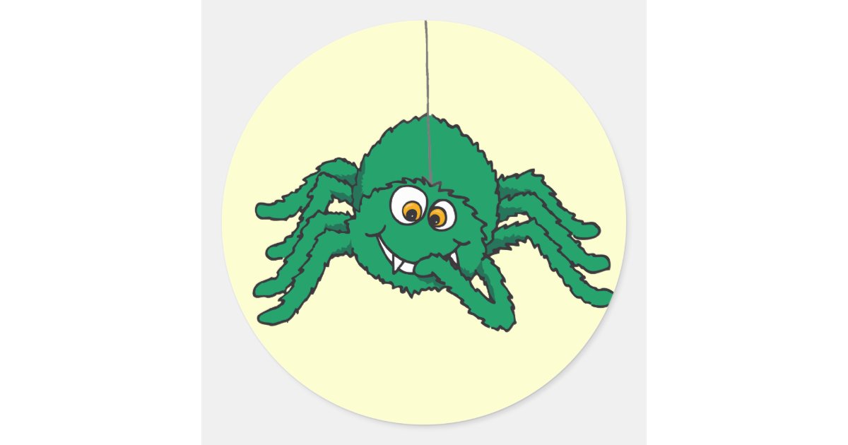 Green spider fun sticker | Zazzle