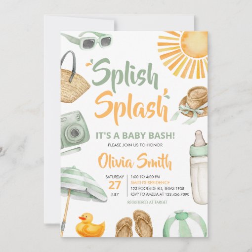 Green Splish Splash Baby Shower Invitation | Zazzle