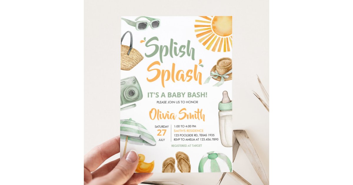 Green Splish Splash Baby Shower Invitation | Zazzle