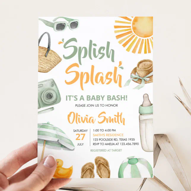 Green Splish Splash Baby Shower Invitation | Zazzle