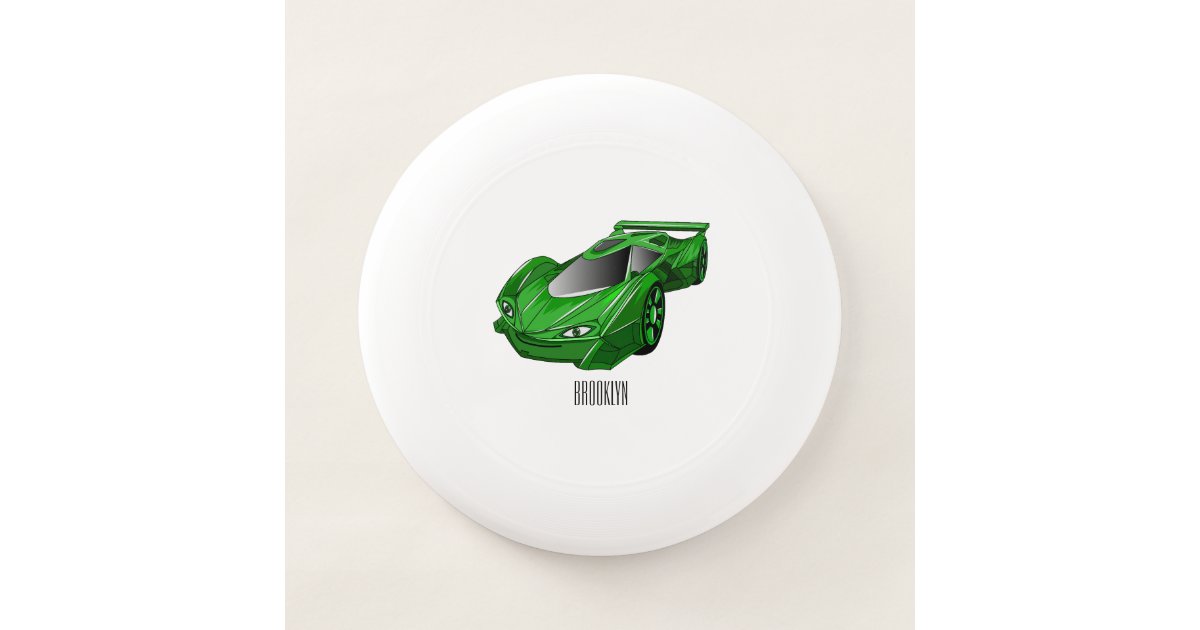 Green sports car with airfoil illustration Wham-O frisbee | Zazzle