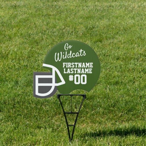 Green Sports Football Mascot Name Number Helmet Sign | Zazzle