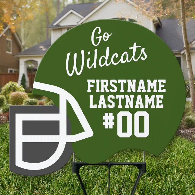 Green Sports Football Mascot Name Number Helmet Sign | Zazzle