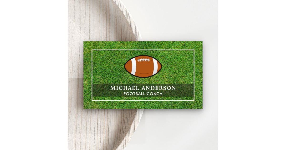 Green Sports Turf Professional Football Coach Business Card | Zazzle