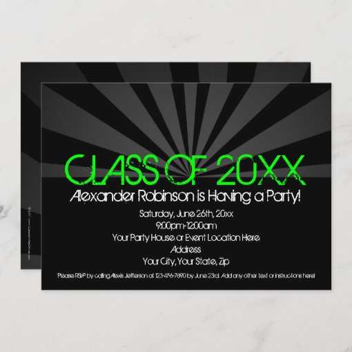 Green Spotlight Graduation Party Invitation | Zazzle