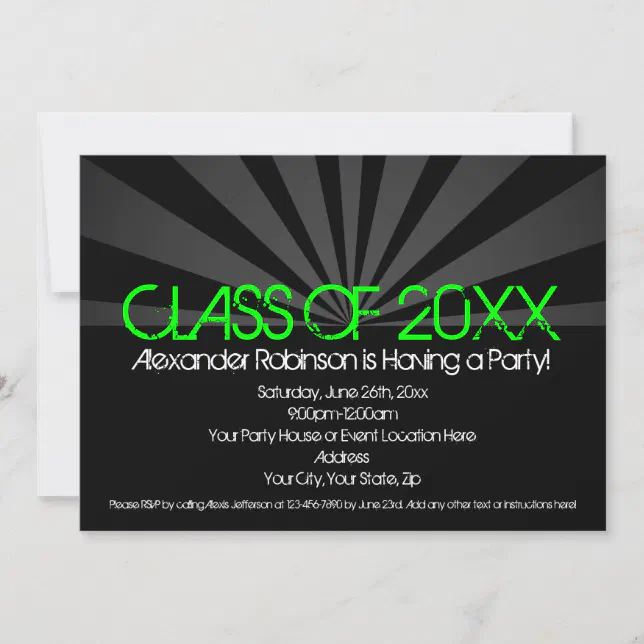 Green Spotlight Graduation Party Invitation | Zazzle