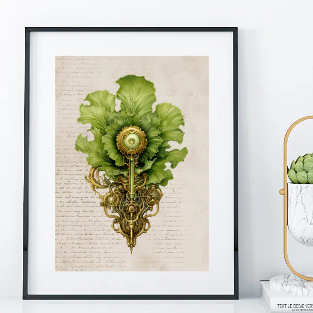 Green Steampunk lettuce wall art, kitchen Poster | Zazzle