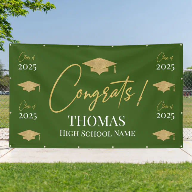 Green Step and repeat Graduation Backdrop banner | Zazzle