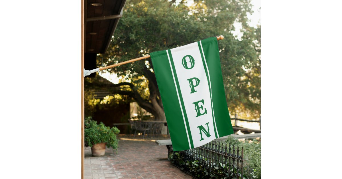 Green Stripe Antique Vertical Open Sign Flag | Zazzle