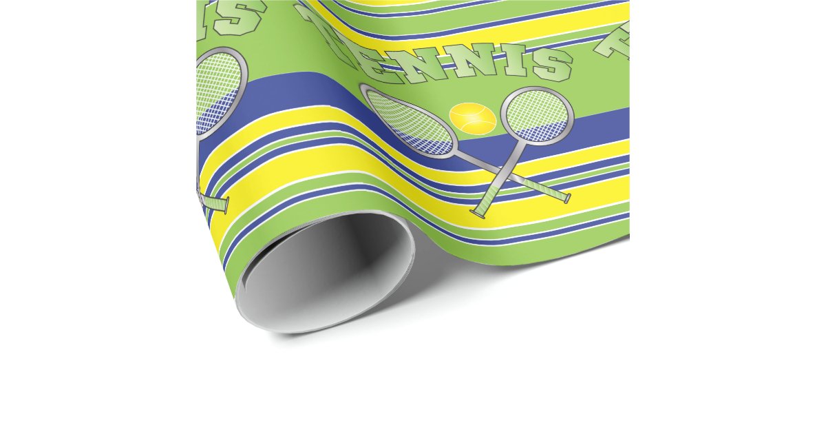 Green Stripe Tennis Rackets Wrapping Paper | Zazzle