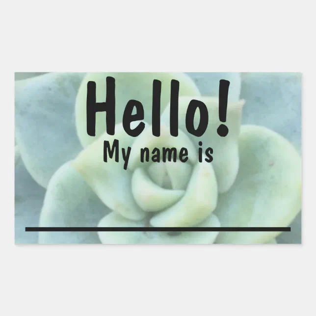 Green Succulent Name tag Stickers | Zazzle