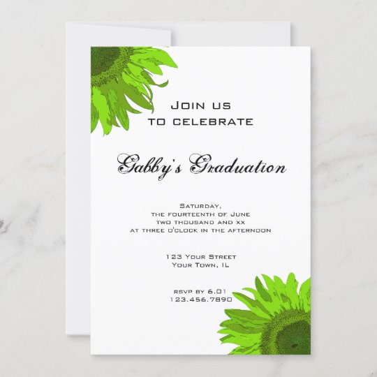 Green Sunflower Graduation Party Invitation | Zazzle.com