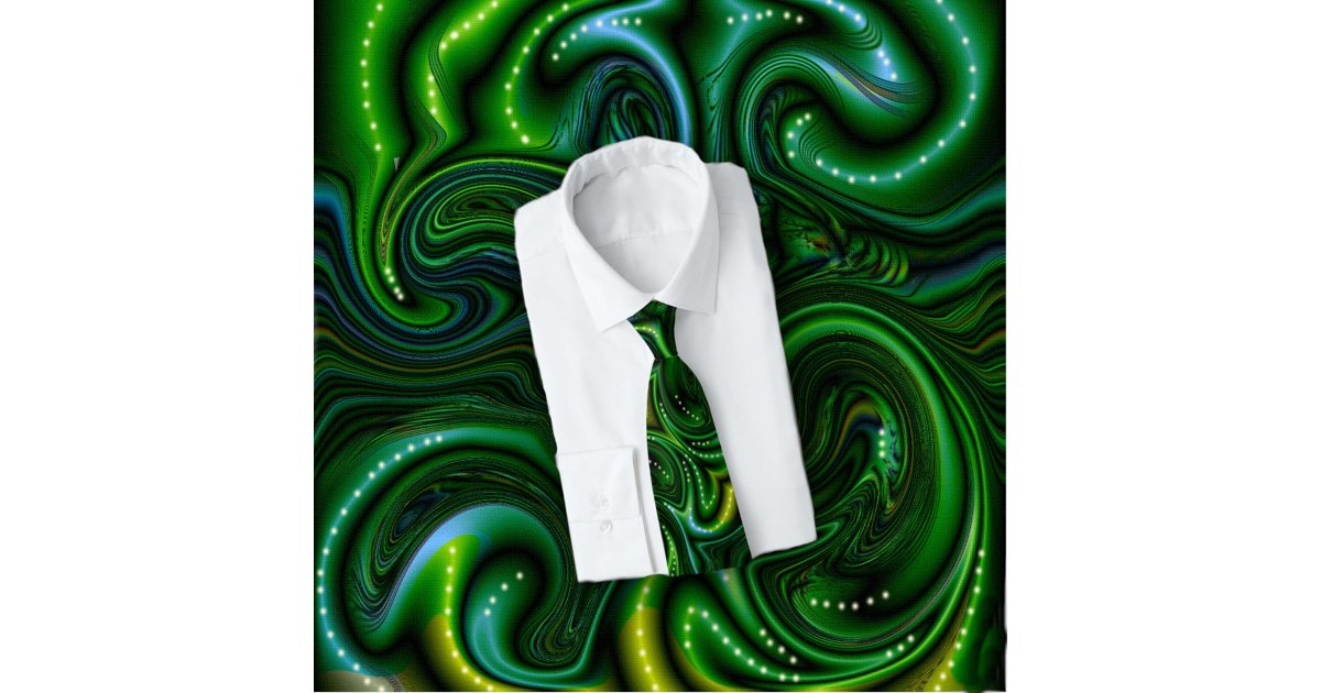 Green Swirly Spotted Abstract Fine Art Neck Tie | Zazzle