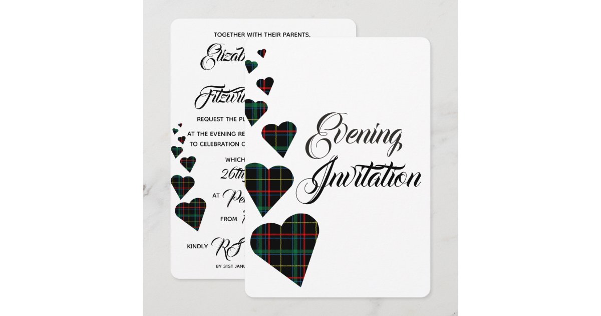 Green Tartan Evening Invitation | Zazzle