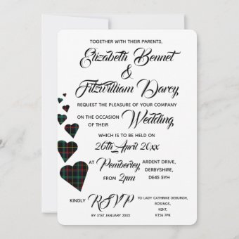 Green Tartan Wedding Invitation | Zazzle