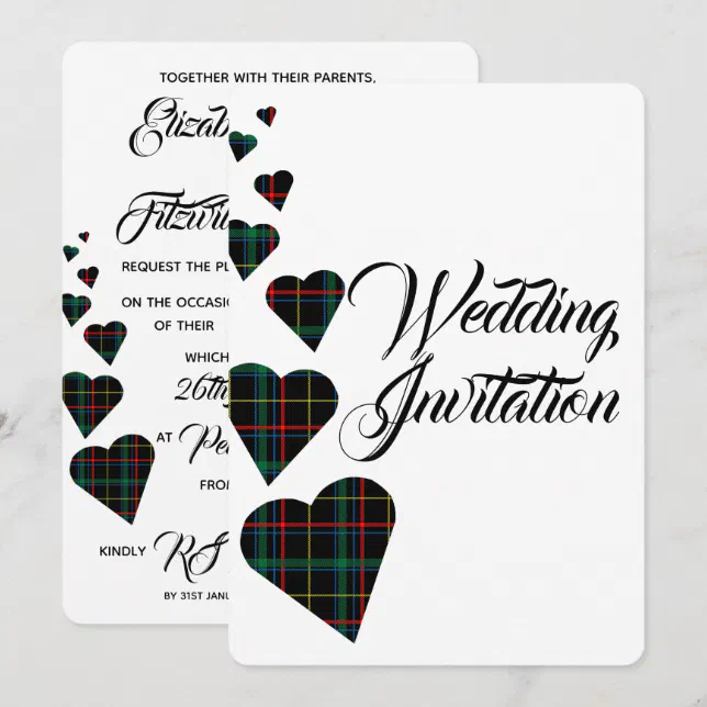 Green Tartan Wedding Invitation | Zazzle