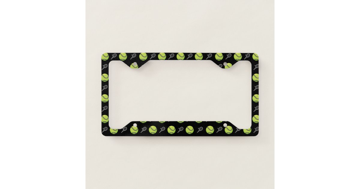 Green Tennis Balls and Rackets Athlete Sport Black License Plate Frame ...