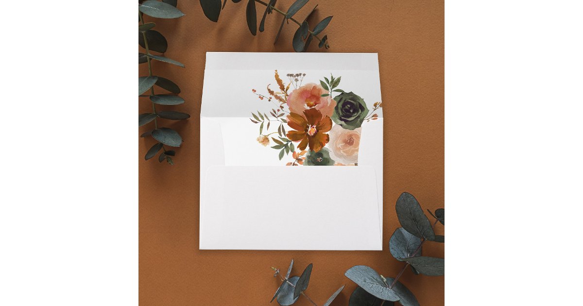 Green & Terra Cotta Floral Envelope | Zazzle