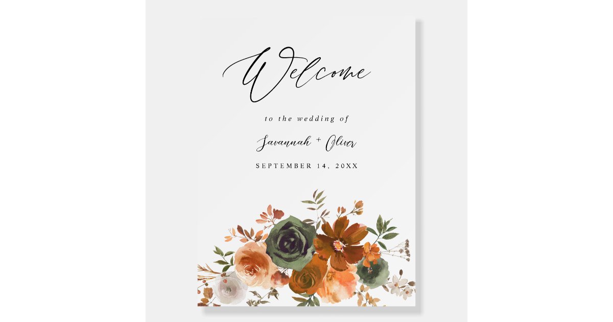 Green & Terra Cotta Floral Welcome Foam Board | Zazzle