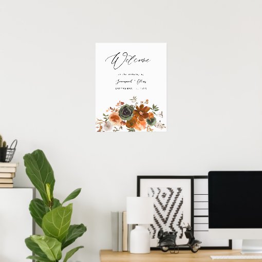 Green & Terra Cotta Floral Welcome Poster | Zazzle