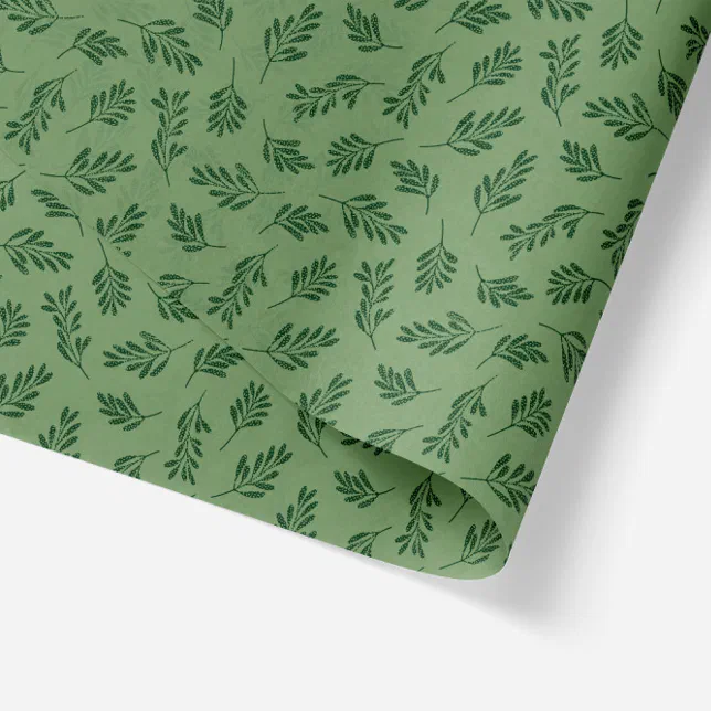 Green Textured Botanical Leaves Tissue Paper | Zazzle