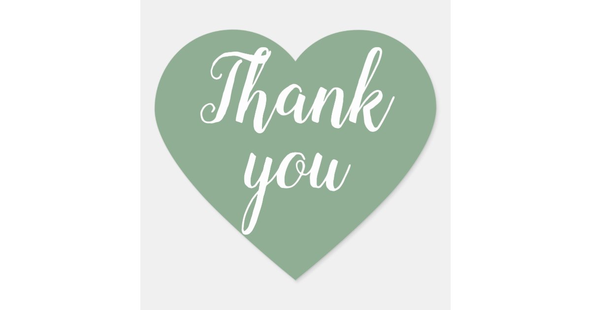 Green thank you simple minimalist heart sticker | Zazzle