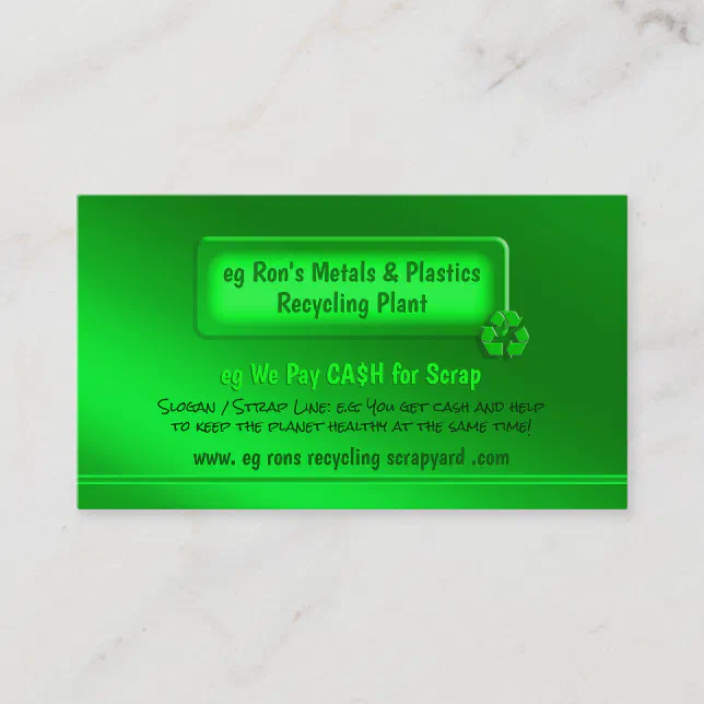 Green Theme - Scrapyard / Recycling Plant Business Card | Zazzle