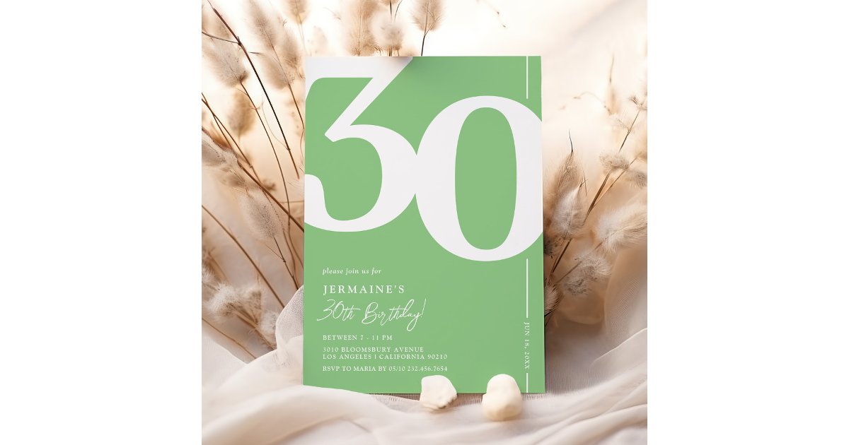 Green Thirty 30th Birthday Party Invitations | Zazzle