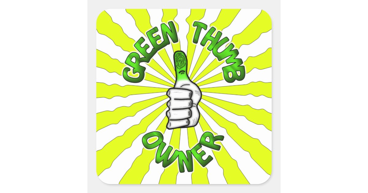Green thumb (gardening) v2 square sticker | Zazzle