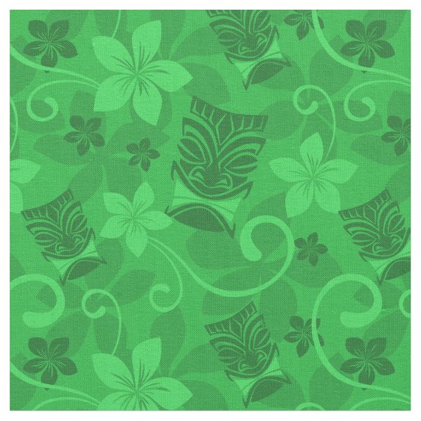 Tiki Pattern Fabric | Zazzle