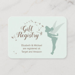 Green Tinker Bell Baby Shower Gift Registry Enclosure Card | Zazzle