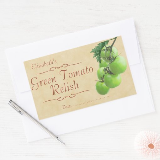 Green tomato relish or canning rectangular sticker | Zazzle