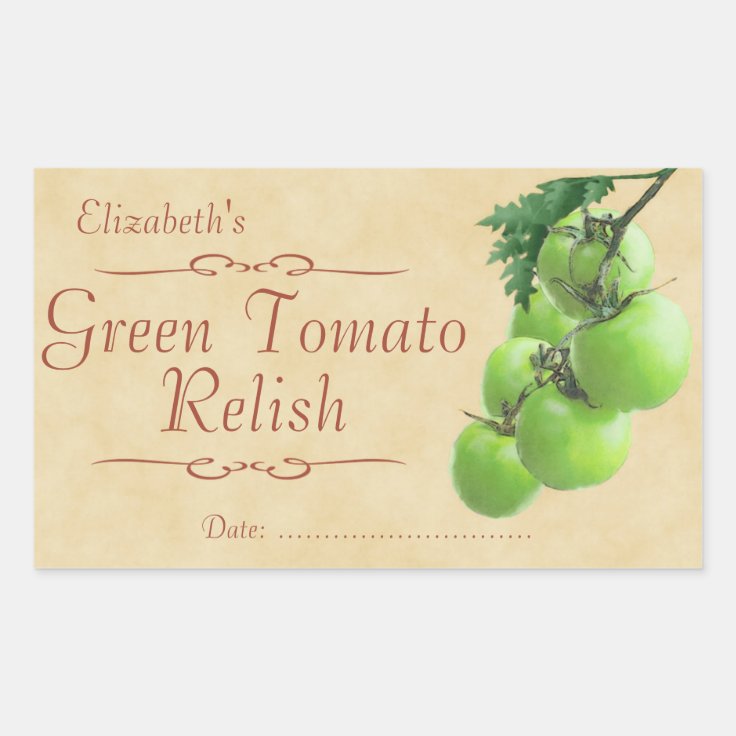 Green tomato relish or canning rectangular sticker | Zazzle