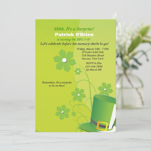 Green Top Hat Party Invitation | Zazzle
