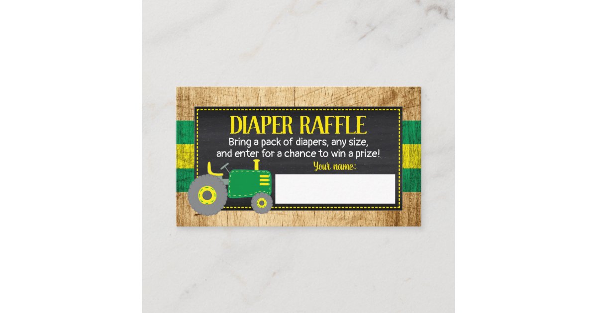 Green Tractor Baby Shower Diaper Raffle Ticket Enclosure Card | Zazzle