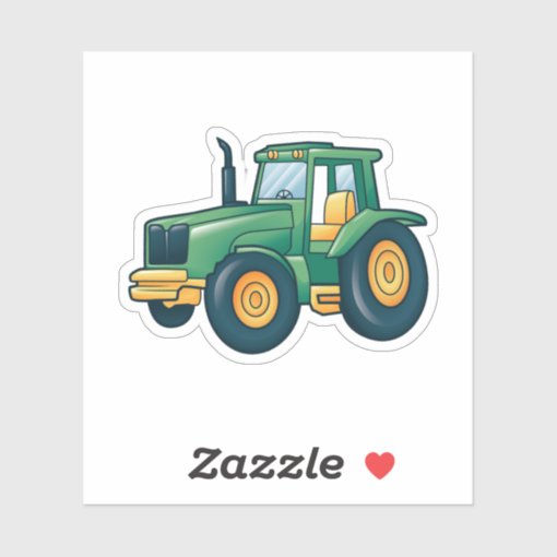 Green Tractor Cartoon Sticker | Zazzle