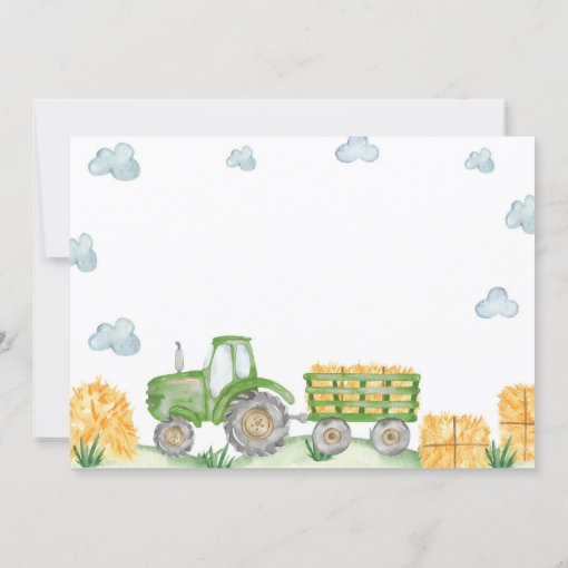 Green Tractor Farm Birthday Party Invitation | Zazzle